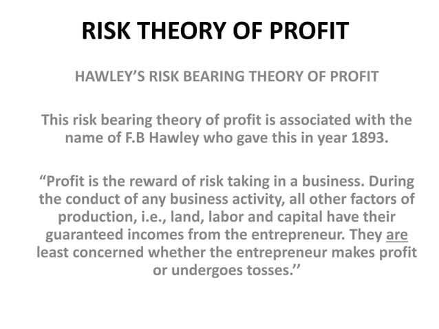 Economics ppt Risk theory of profit risk | PPTX