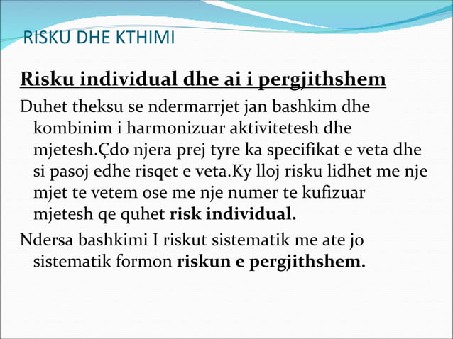 Risku dhe kthimi | PPT