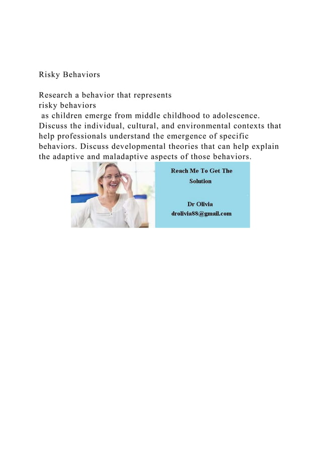 Risky BehaviorsResearch a behavior that represents risky b.docx