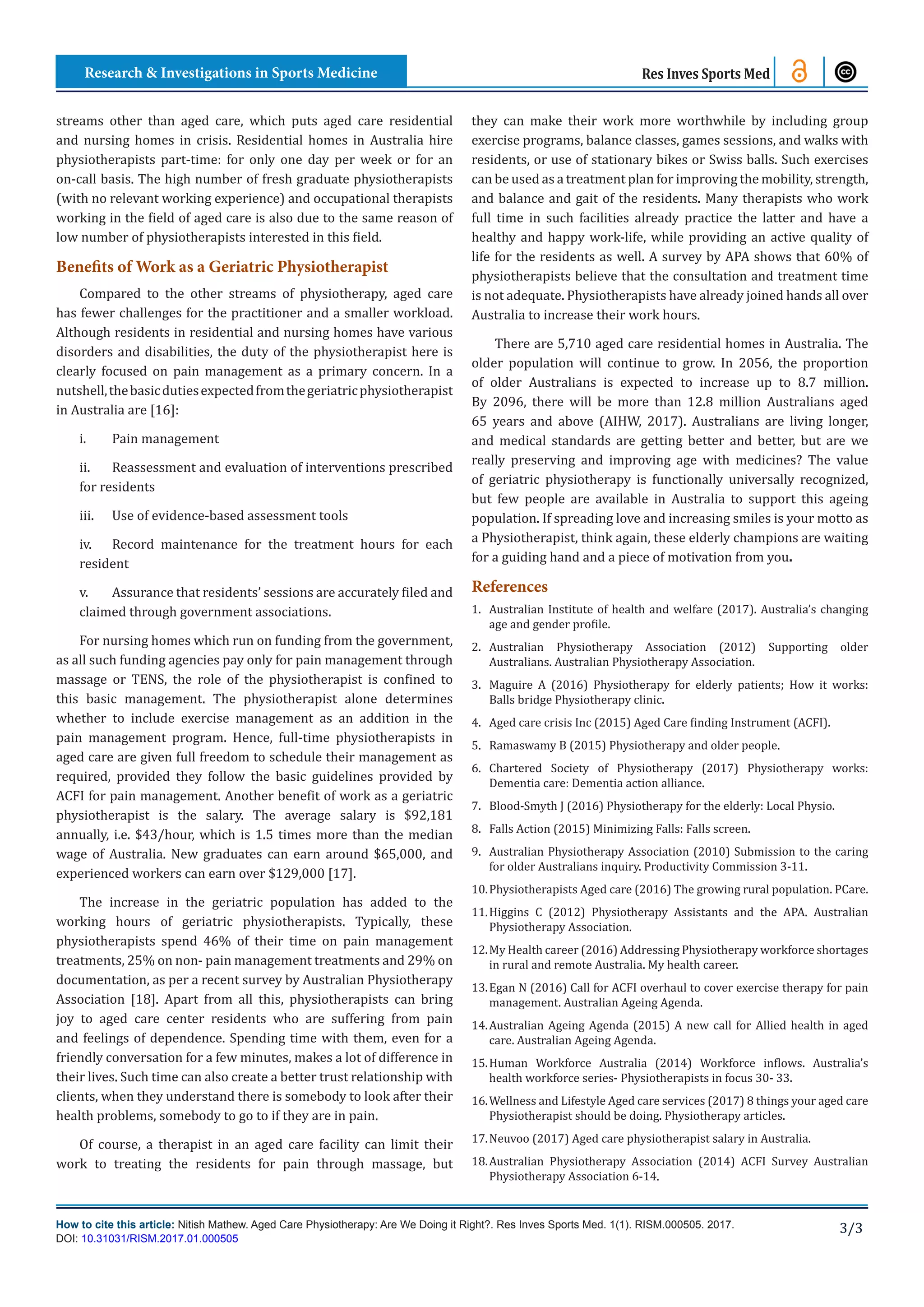 Aged Care Physiotherapy: Are We Doing it Right?-Crimson Publishers | PDF