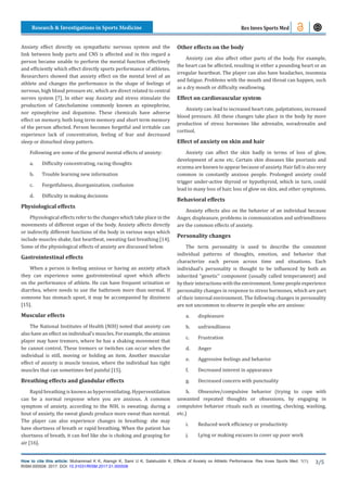 Crimson Publishers-Effects of Anxiety on Athletic Performance | PDF