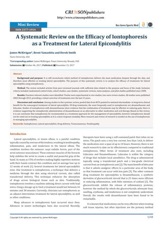 A Systematic Review on the Efficacy of Iontophoresis as a Treatment for ...