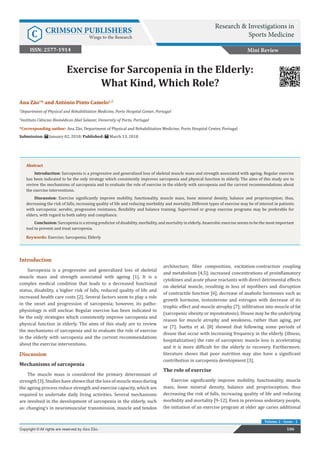 Exercise for Sarcopenia in the Elderly: What Kind, Which Role?_Crimson Publishers | PDF
