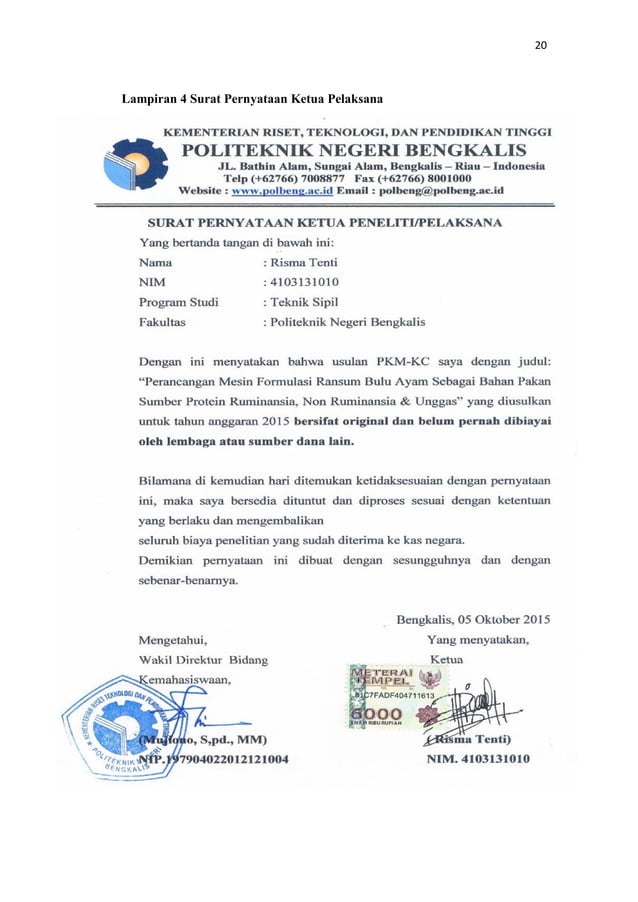 Risma tenti politeknik negeri bengkalis pkmkc | PDF