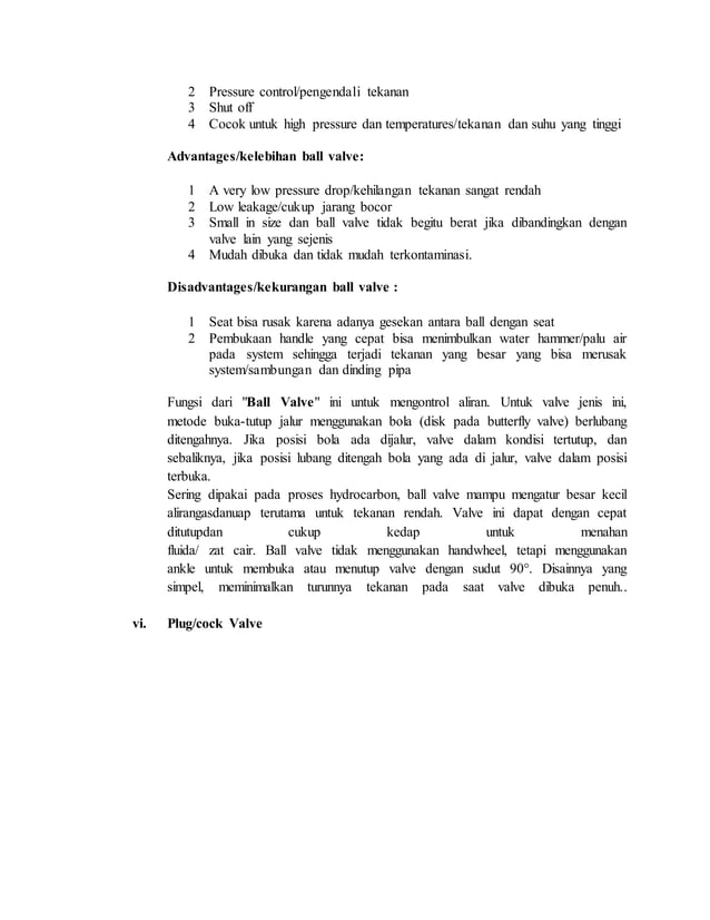 Macam-Macam dan Fungsi dari Valve | DOCX
