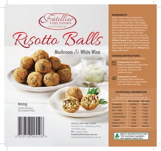 Risotto ball labels aileen ave updated March 2020 | PDF