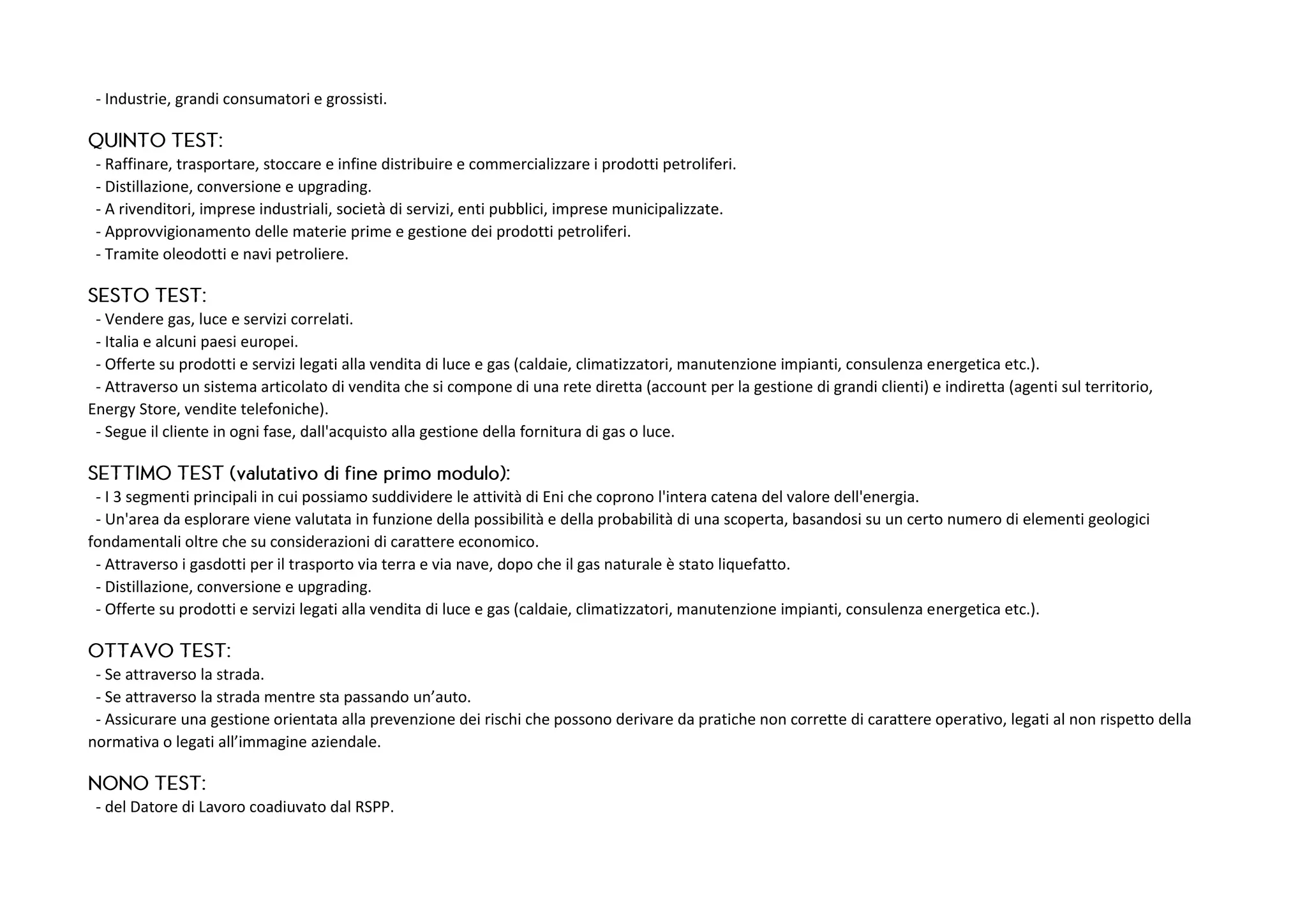 Risposte ai test del corso eni learning | PDF