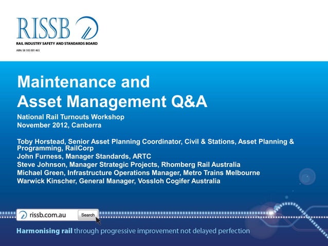 RISSB Rail Turnouts: Maintenance Q&A Summary | PPT