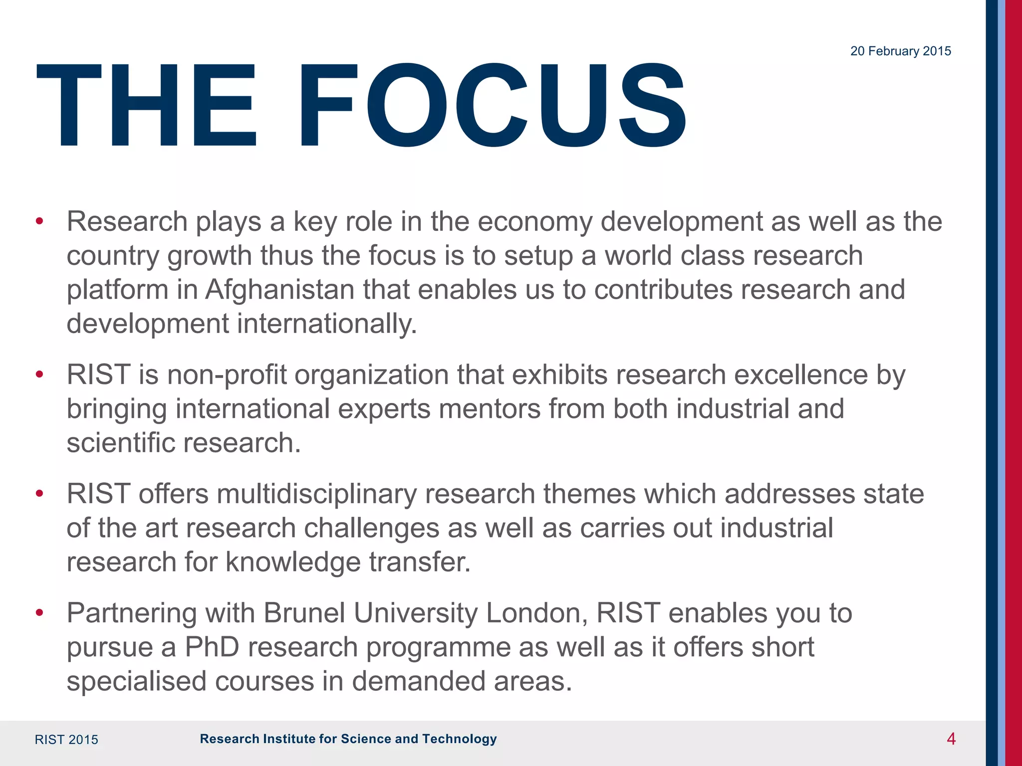 RIST - Research Institute for Science and Technology | PPTX