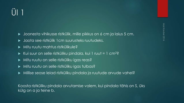 Ristküliku pindala (rühmatöö) | PPTX