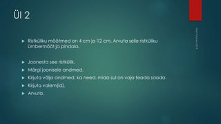 Ristküliku pindala (rühmatöö) | PPTX