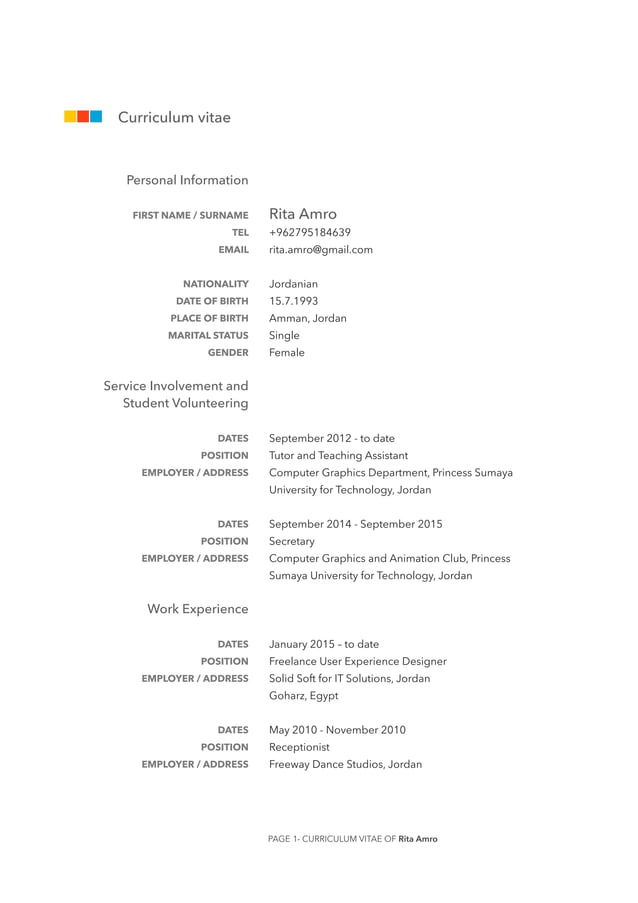 Rita amro - CV | PDF