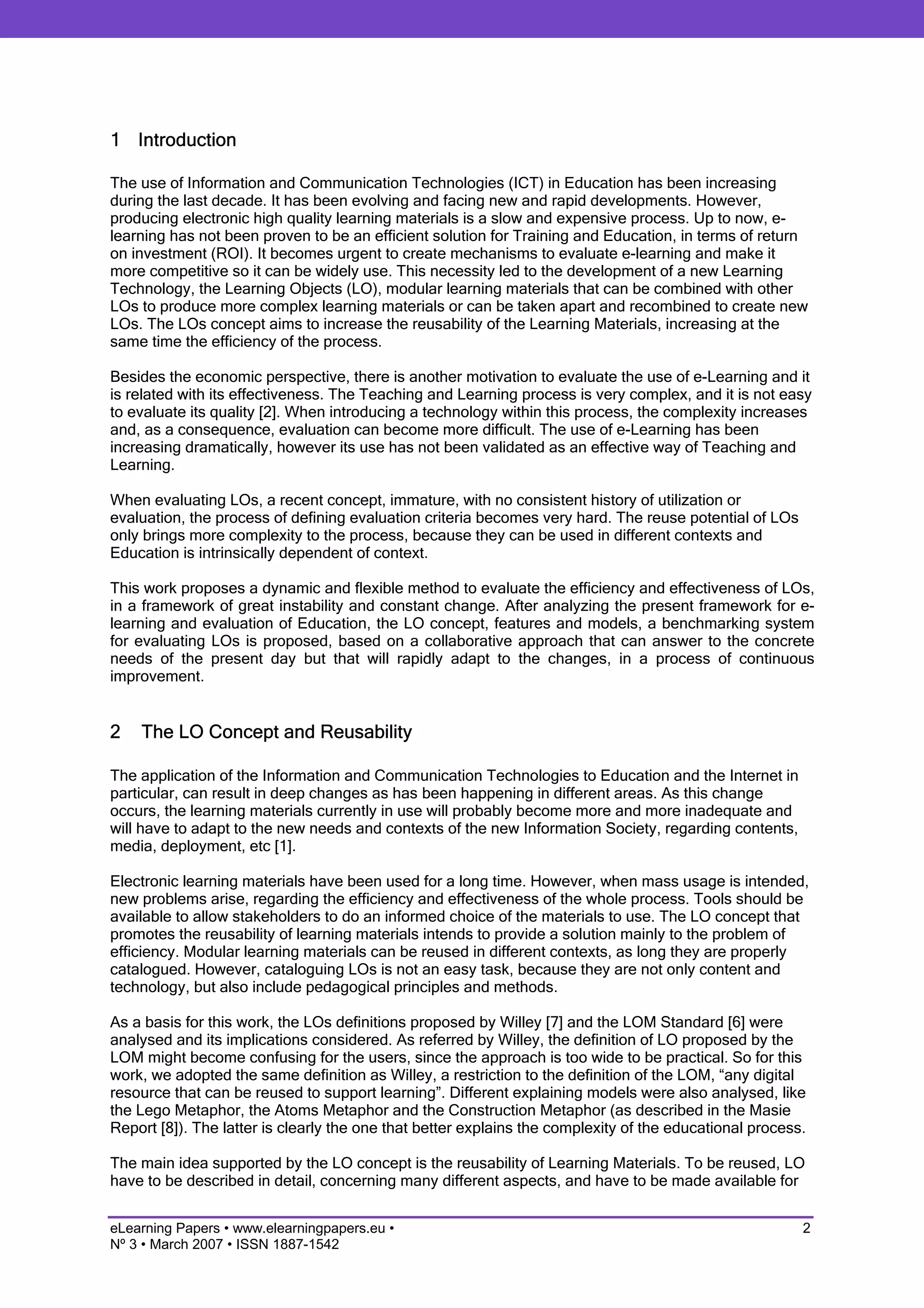 A proposal for benchmarking learning objects | PDF