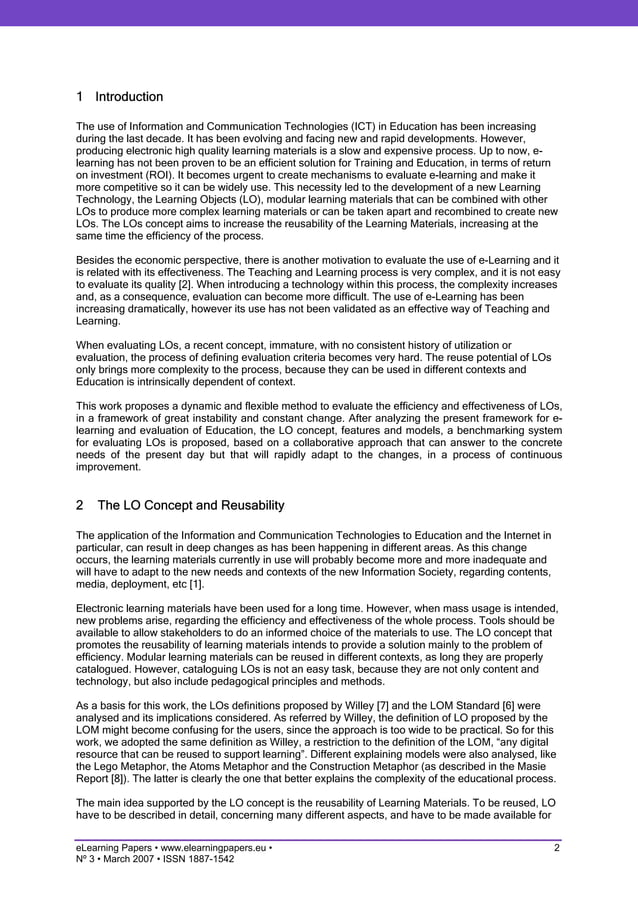 A proposal for benchmarking learning objects | PDF