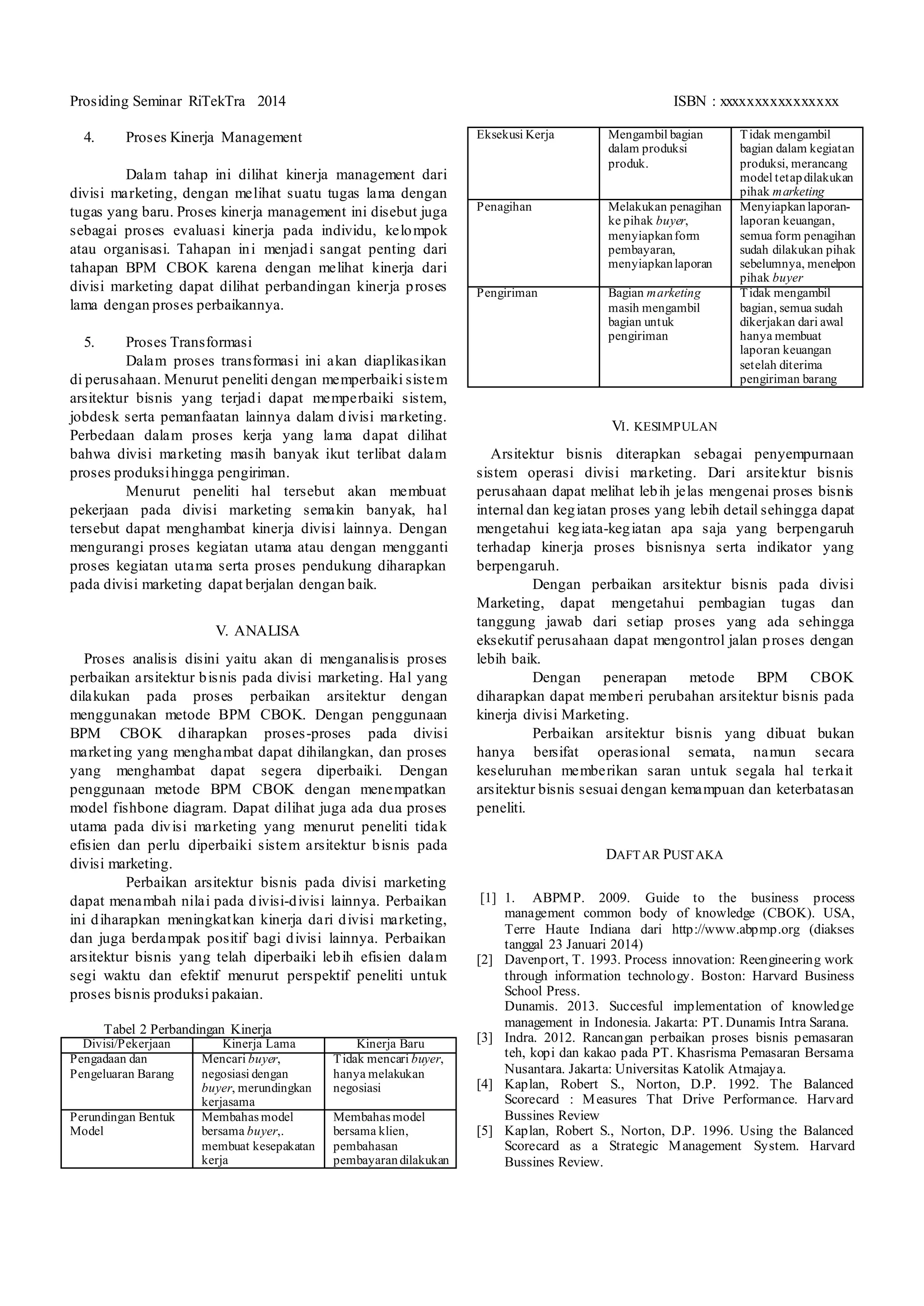 Analisis Arsitektur Bisnis Dengan BPM CBOK | DOCX