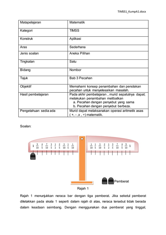 CONTOH SOALAN - ITEM TIMSS 1 | PDF