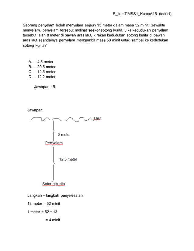 CONTOH SOALAN - ITEM TIMSS 15 | DOCX