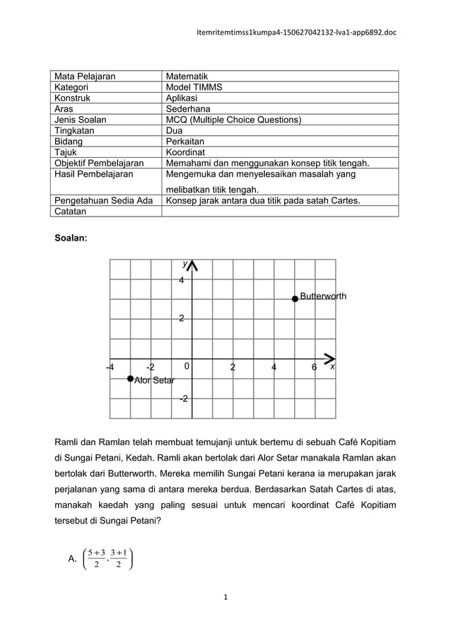 CONTOH SOALAN - ITEM TIMSS 4 | DOC