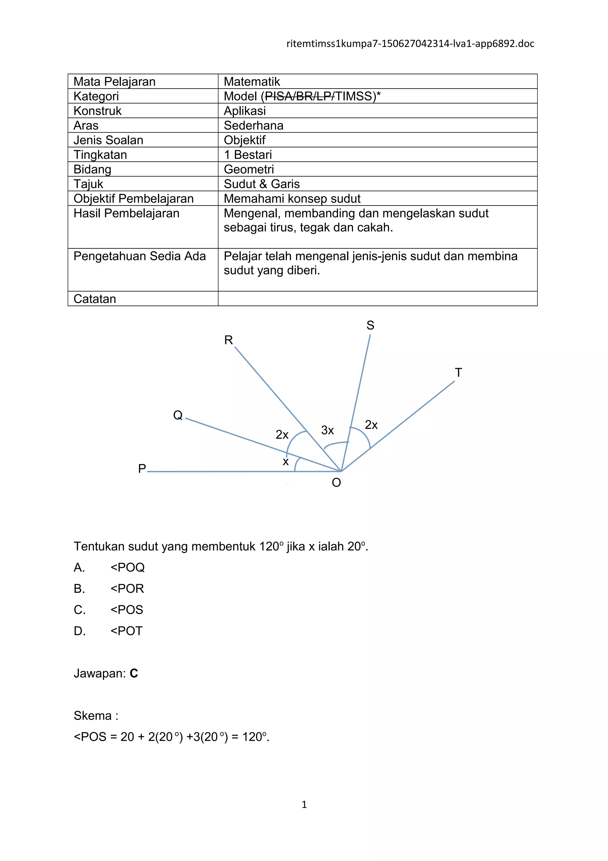 CONTOH SOALAN - ITEM TIMSS 7 | DOC