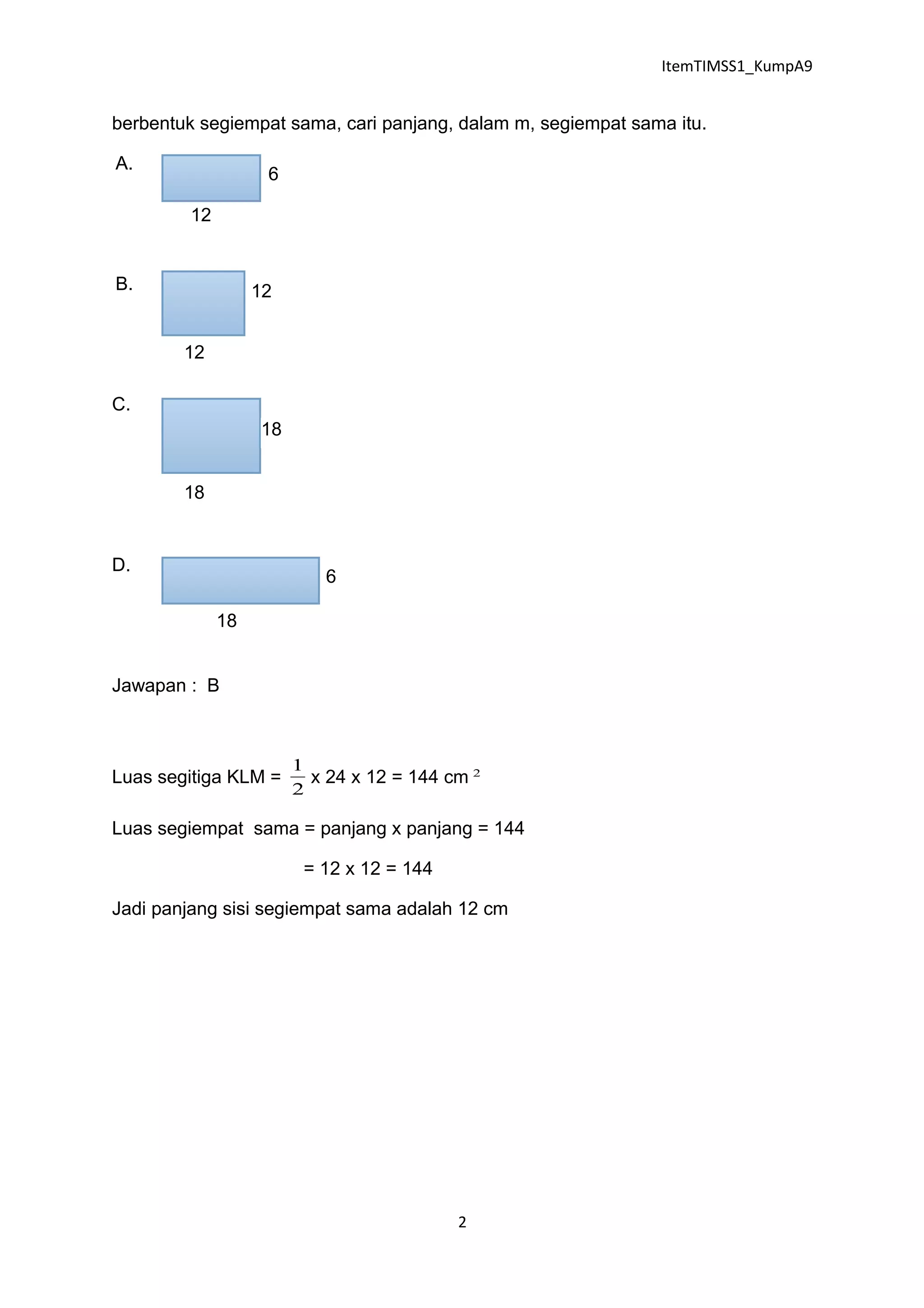 CONTOH SOALAN - ITEM TIMSS 9 | PDF