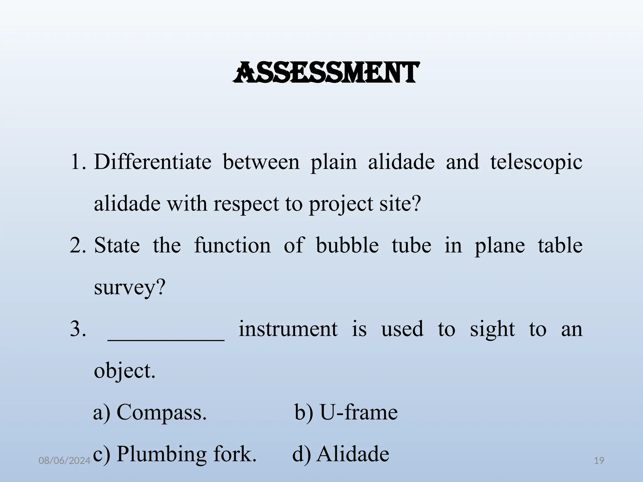 Plane table survey overview instrument used in pts | PPTX