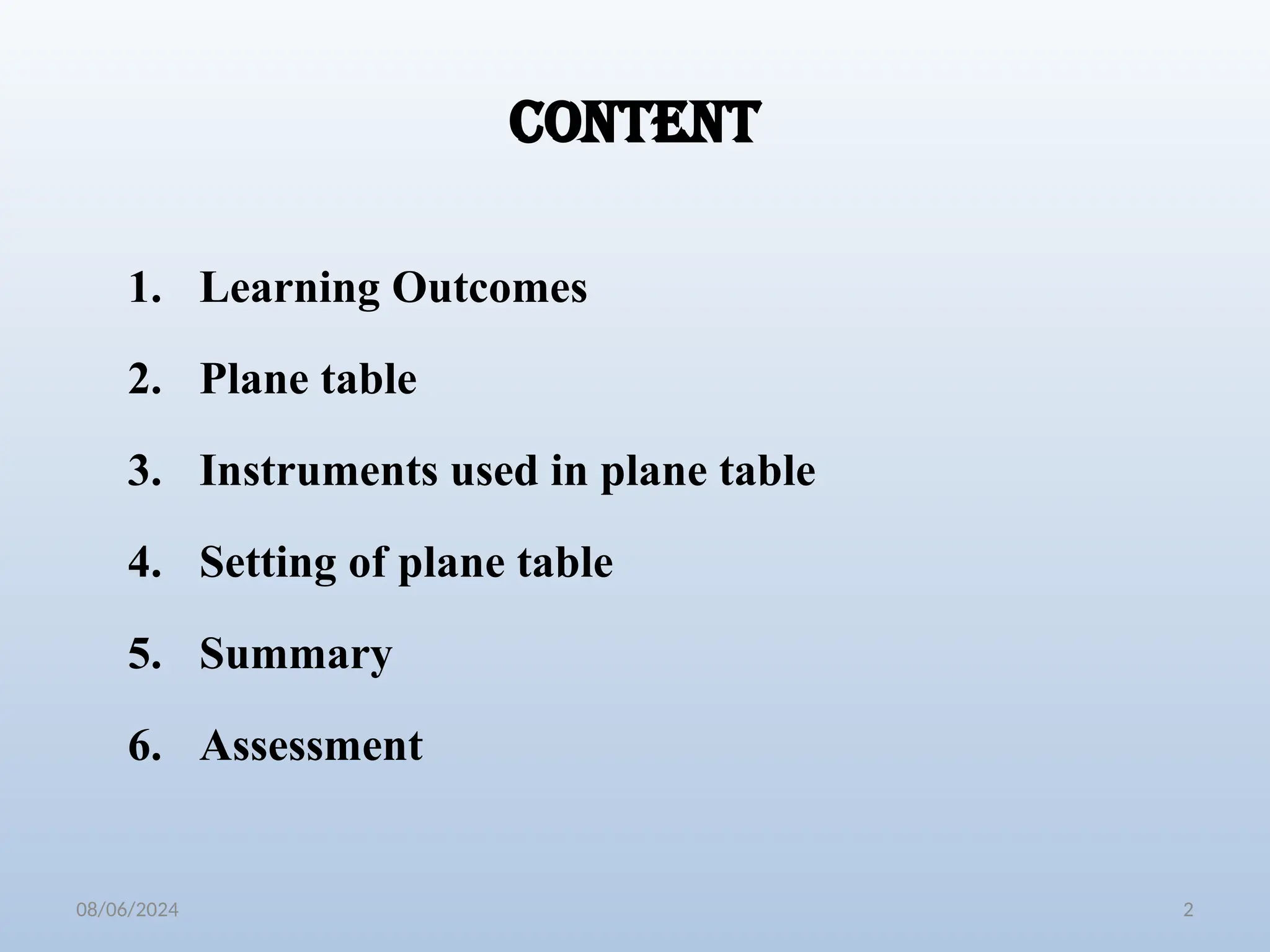 Plane table survey overview instrument used in pts | PPTX
