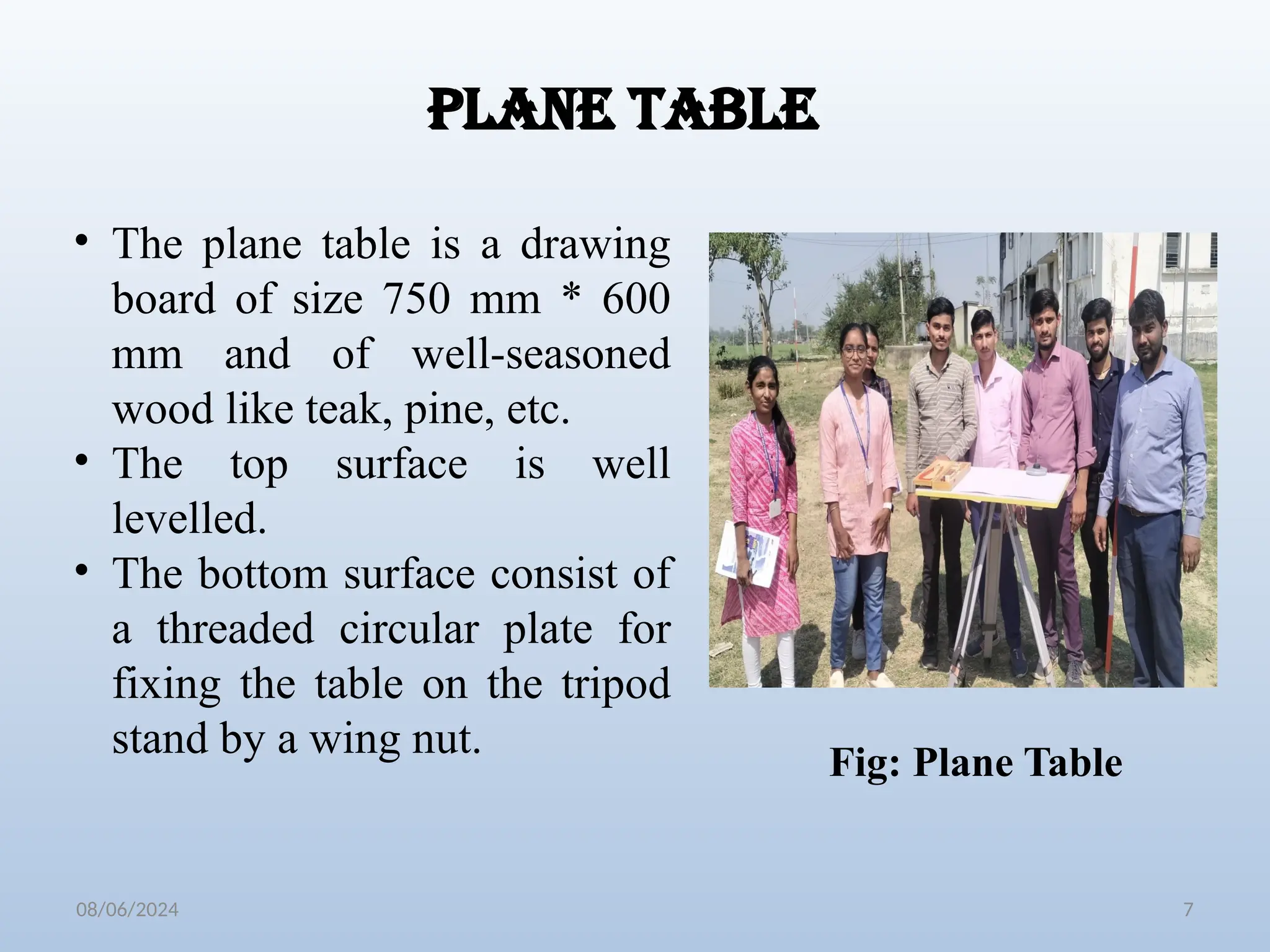 Plane table survey overview instrument used in pts | PPTX