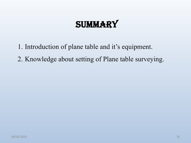 Plane table survey overview instrument used in pts | PPT
