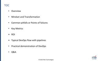 Agile Mumbai 2023 | DevOps By Design @ Rite - Ritesh Pareksh | PPT