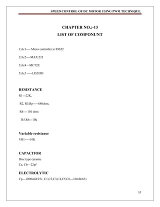 Speed Control Of DC motor By Using PWM Technique | PDF