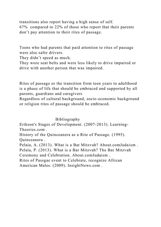 Rites of Passage in Adolescence.Erikson and Marcia were .docx
