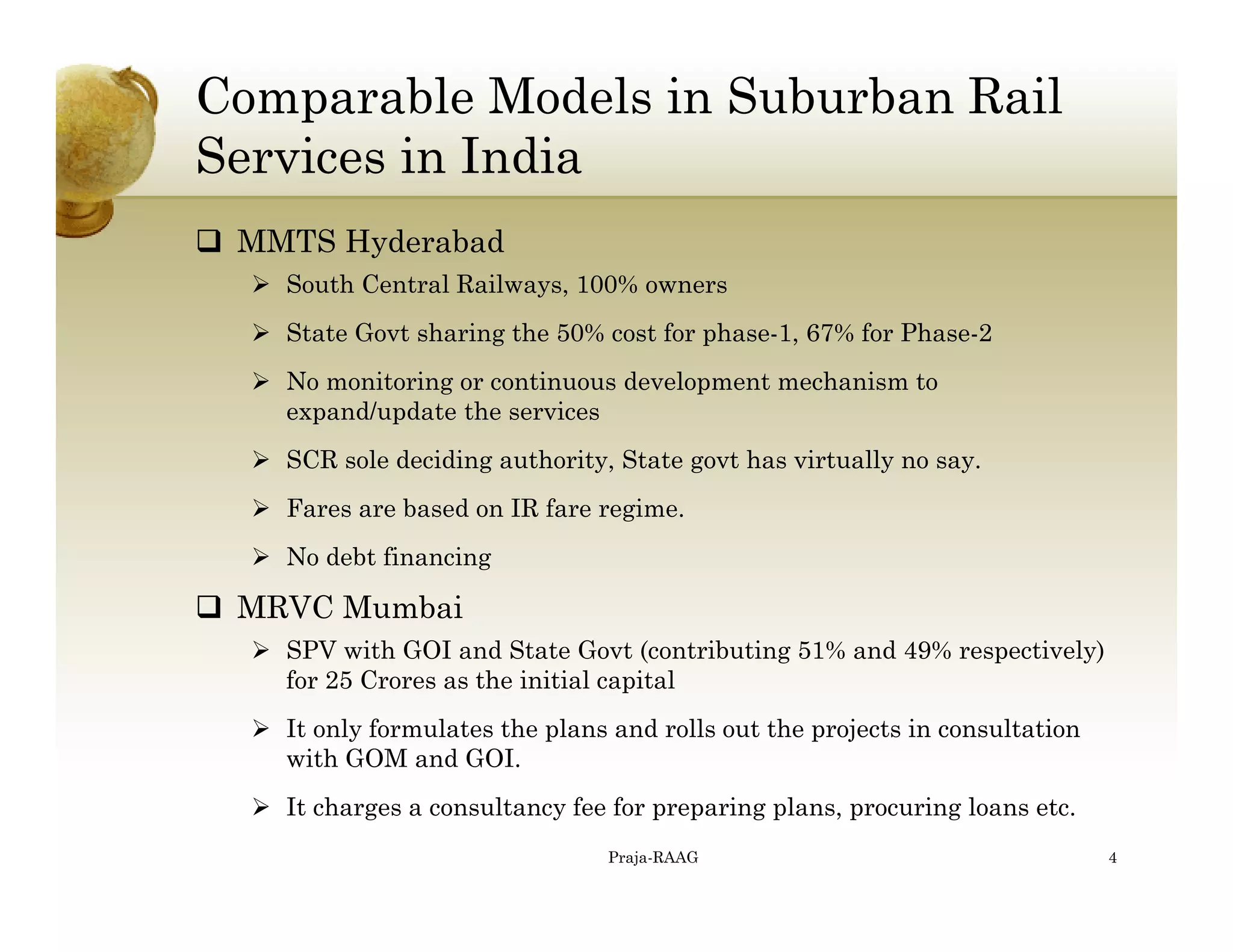 RITES's SPV Model for Bengaluru Suburban Rail Service | PPT