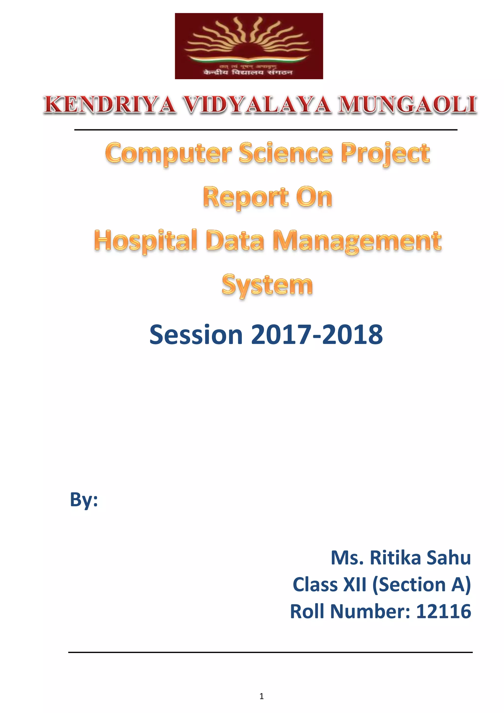 Hospital management project_BY RITIKA SAHU. | PDF
