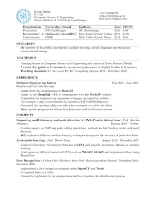Ritik Dutta Resume | PDF