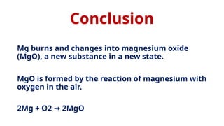 Burning of magnesium ribbon. : procedure , observation | PPTX