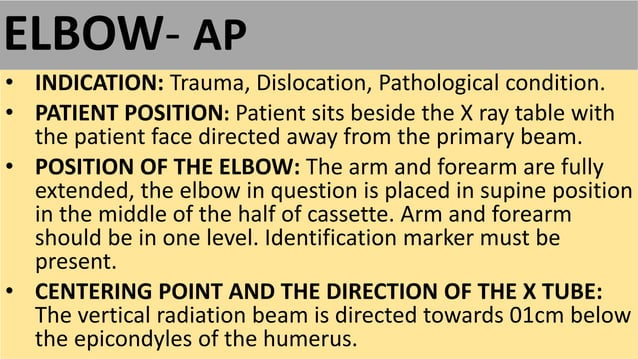 Radiographic positioning of Upper limb (ELBOW & HUMERUS) | PPTX | Death ...