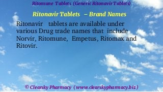 Ritomune Tablets (Generic Ritonavir Tablets) | PDF