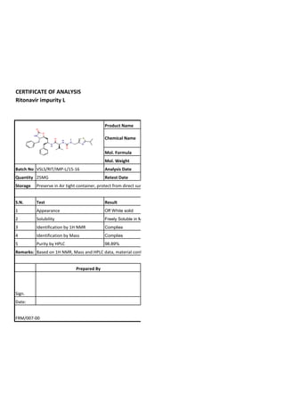 Ritonavir impurity l | PDF