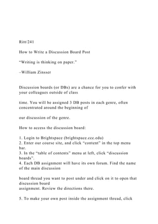 Ritt241 How to Write a Discussion Board Post Writing.docx