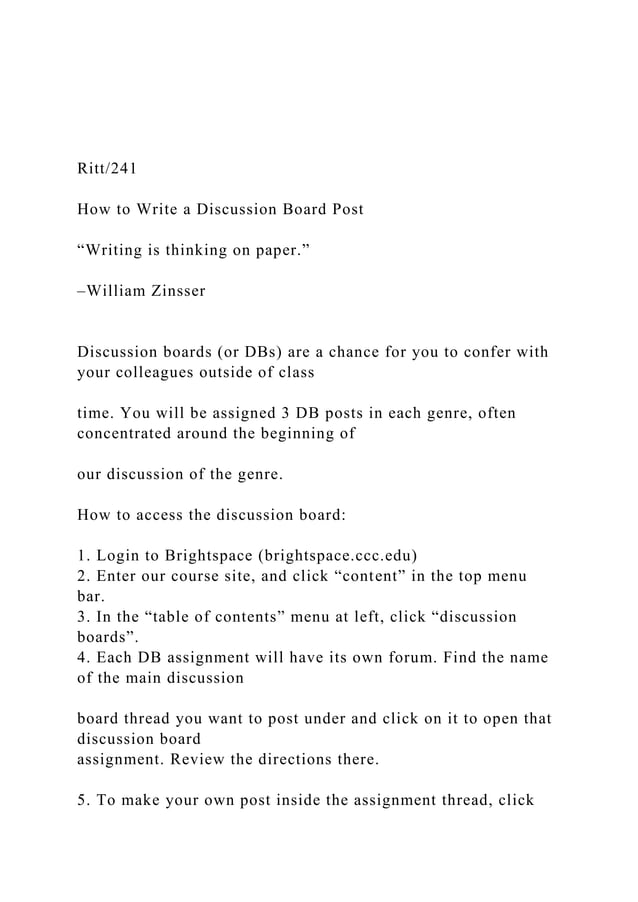 Ritt241 How to Write a Discussion Board Post Writing.docx