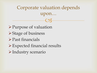 reasons of corporate valuation | PPT