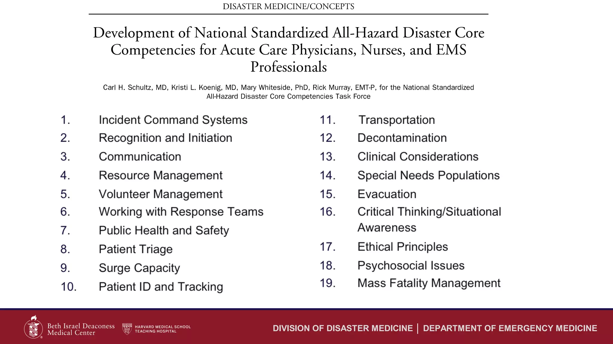 Developing an Inter-Professional Education Program in Disaster Medicine ...