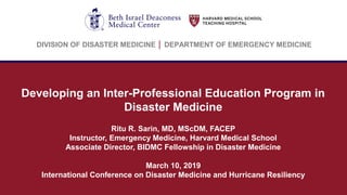 Developing an Inter-Professional Education Program in Disaster Medicine ...