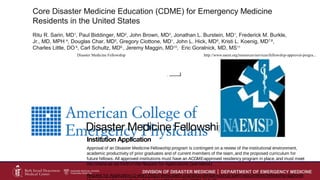 Developing an Inter-Professional Education Program in Disaster Medicine ...