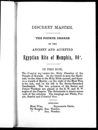 Ritual of the a & a egyptian rite of memphis for the valley of canada | PDF