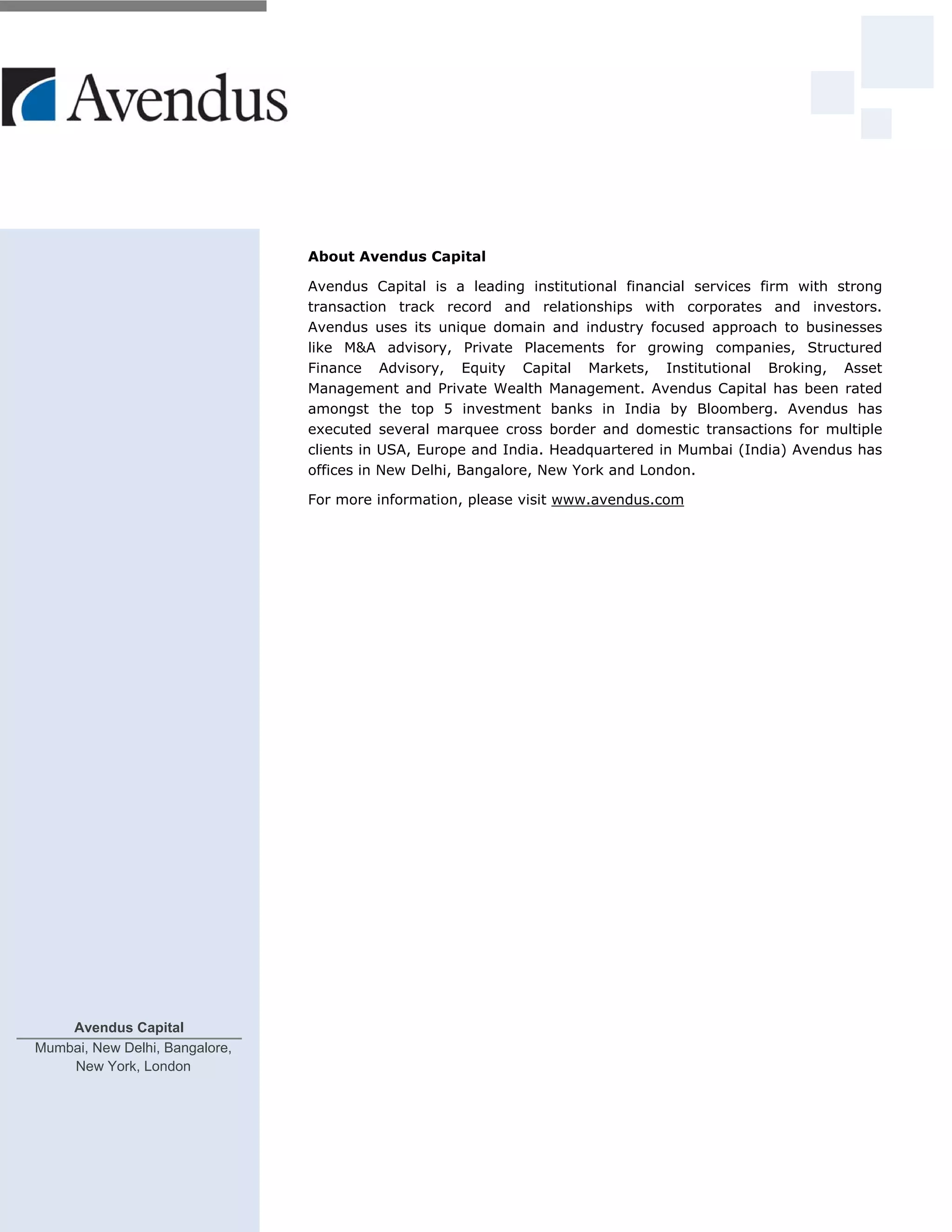 Avendus Capital Strengthens its Private Wealth Management Team in India ...