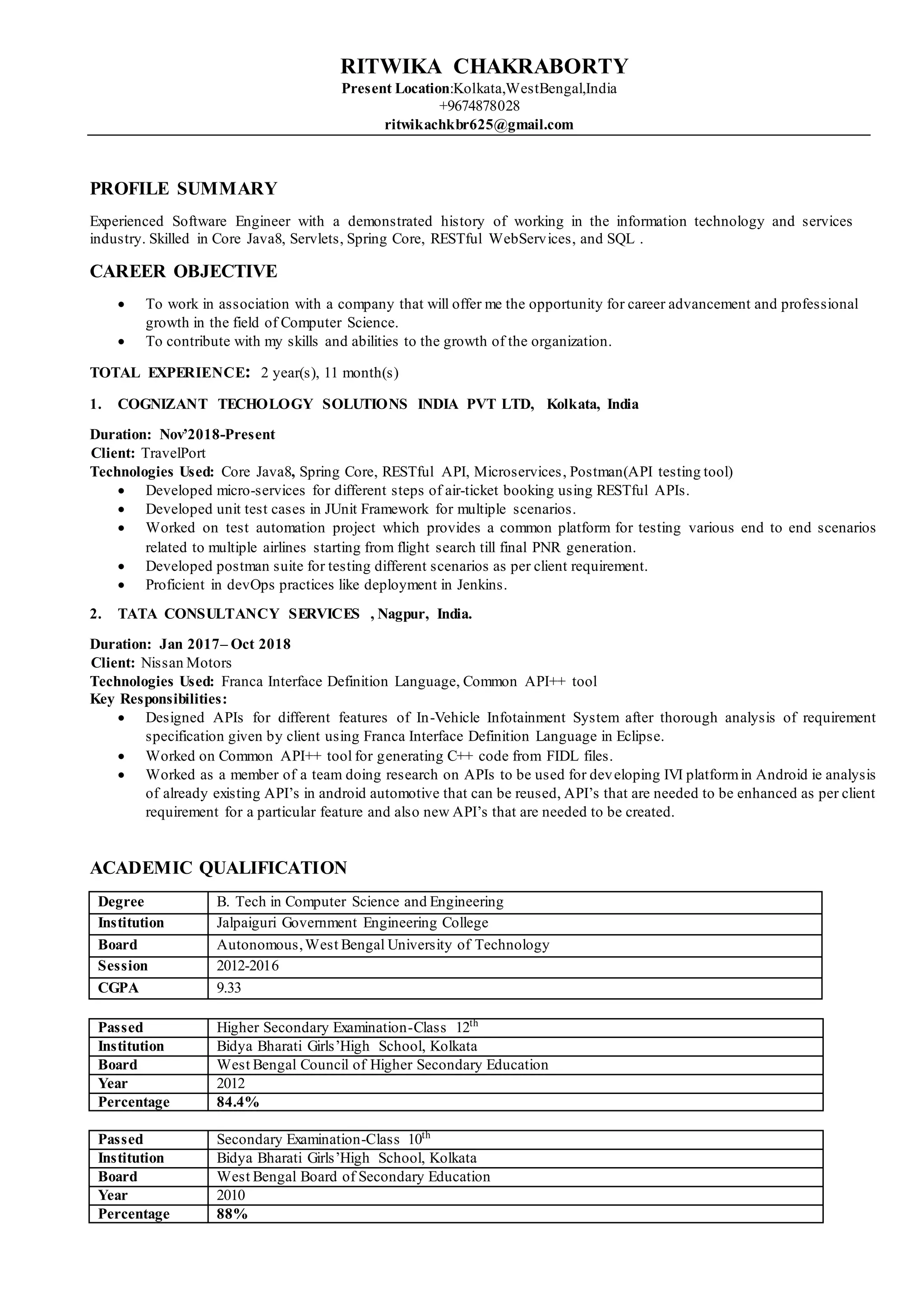 Ritwika Chakraborty resume | DOCX