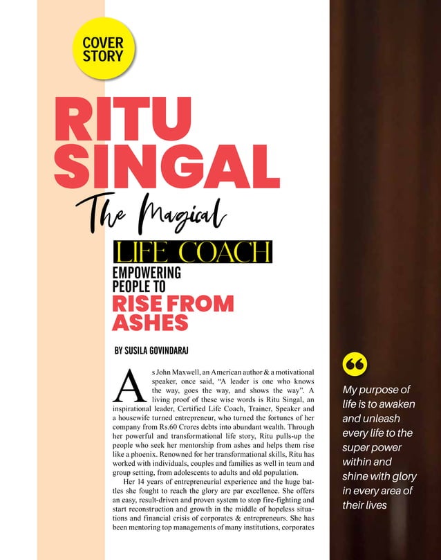 Life Coach Ritu Singal Honoured By Siliconindia | PDF