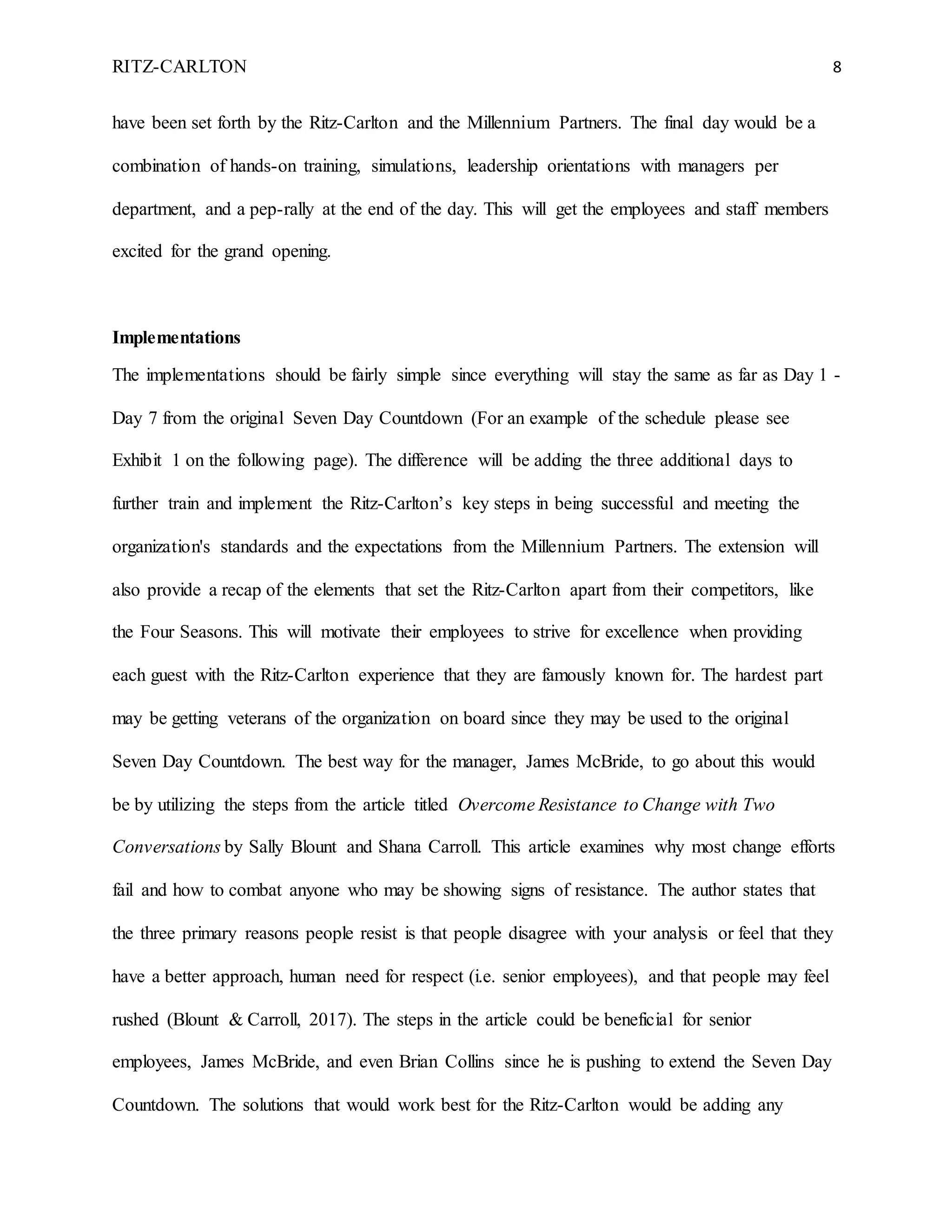 Ritz Carlton Hotel Case | DOCX