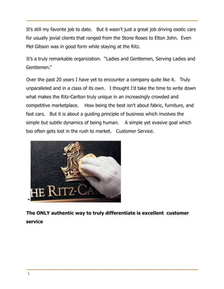 Ritz-Carlton Level of Service - Produced by Symbio Agency | PDF